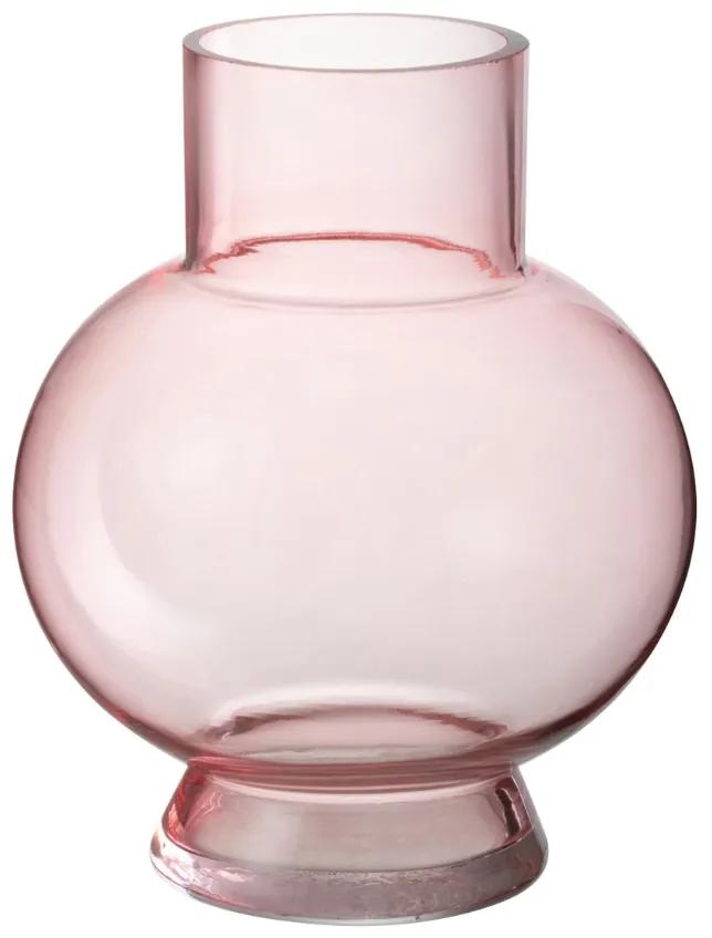 OnaDnes -20% Růžová skleněná váza J-line Pimiba 22 cm