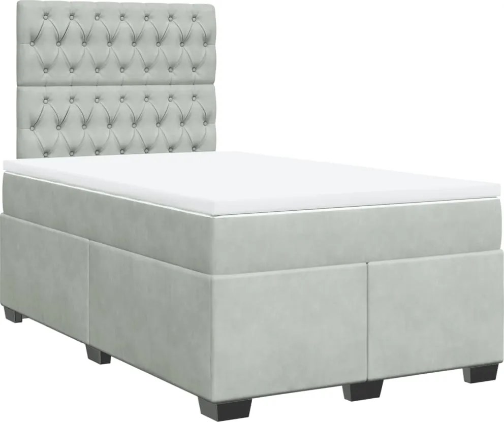Box spring postel s matrací světle šedá 120 x 200 cm samet 3293188