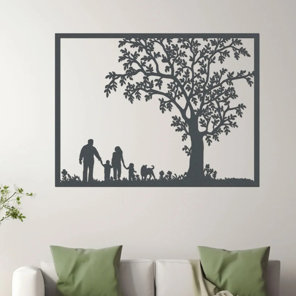 dřevo života Dřevěný strom na zeď RODINA Zvolte rozměr (cm): 80x64, Zvolte barvu dekoru: Ořech