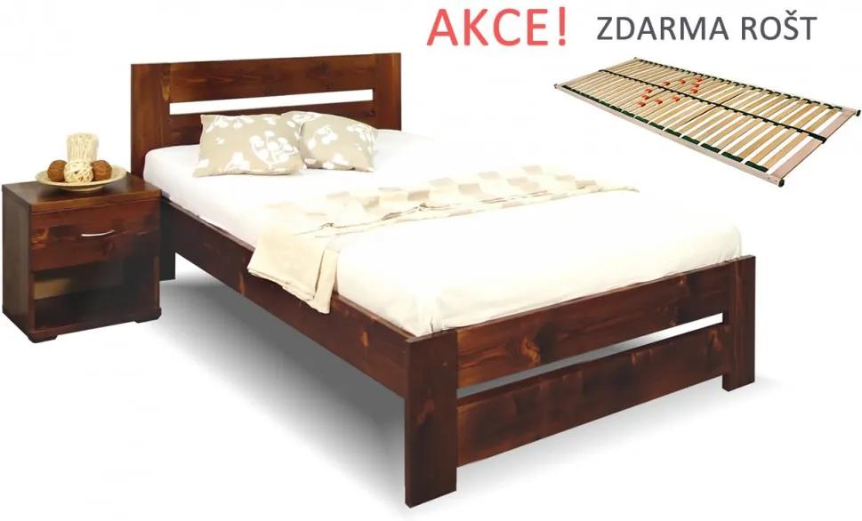 Jednolůžková postel s roštem Berni, , masiv smrk , 80x200 cm