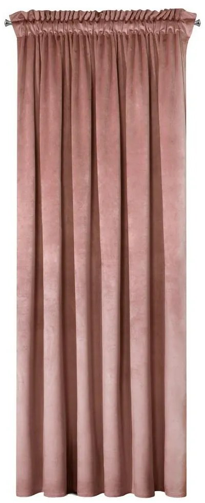 Design 91 Záclona připravená na pásku 140x270 Rosa růžová tmavý velur D91