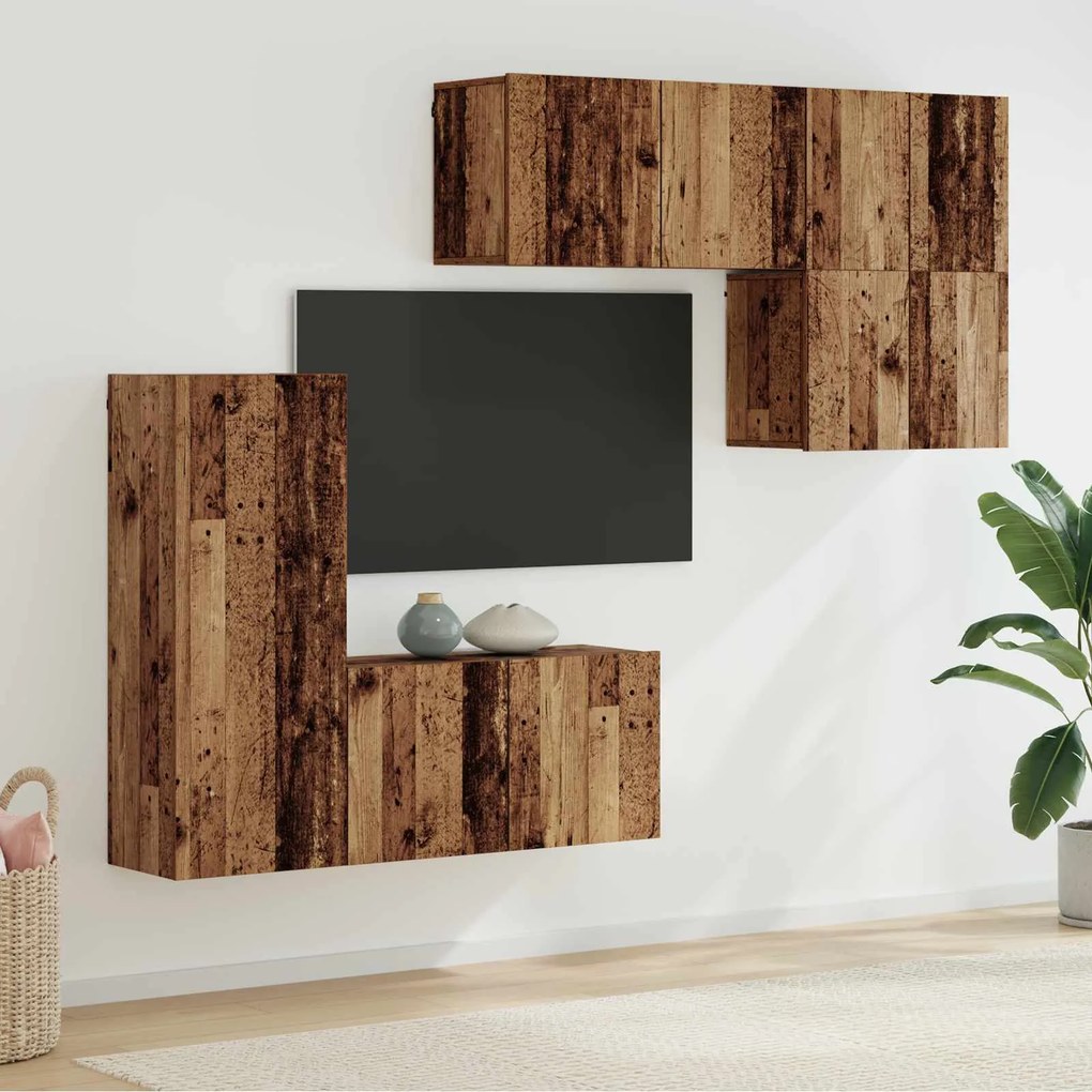 Nástěnná skříňka na TV 5 ks Staré dřevo Kompozitní dřevo 3402770
