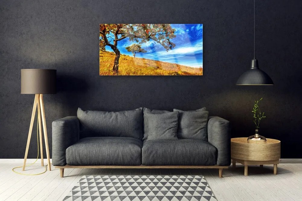 Obraz na skle Louka Strom Příroda 120x60 cm