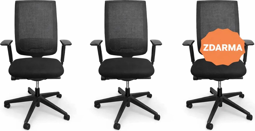 STEELCASE 2+1 Židle kancelářská, Steelcase, Reply Air, černá, područky