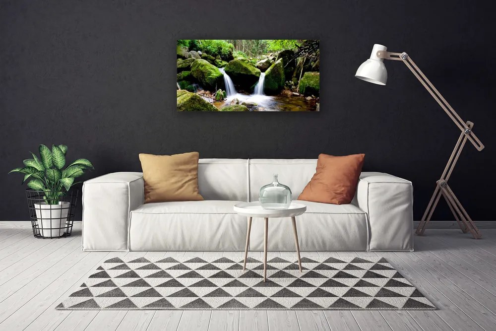 Obraz na plátně Vodopád Skály Příroda 100x50 cm