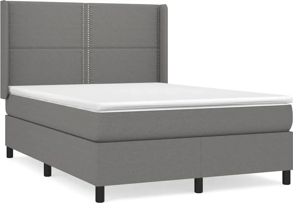 Box spring postel s matrací tmavě šedá 140x200 cm textil 3131354