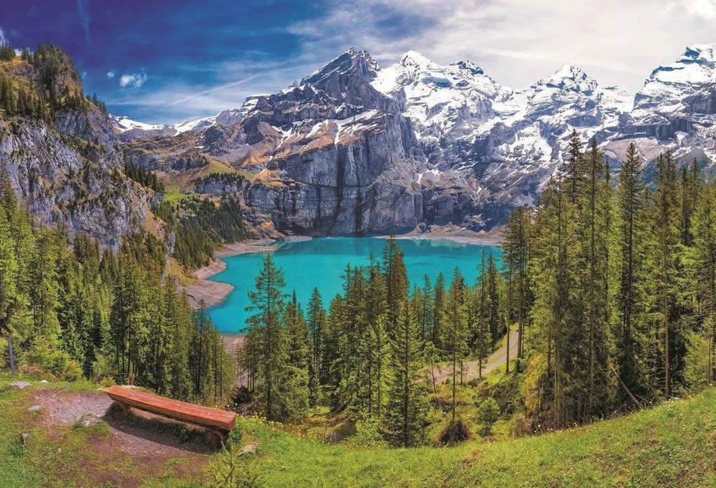 TREFL PUZZLE Jezero Oeschinen Alpy Švýcarsko 85x58cm skládačka 1500 dílků tr26166