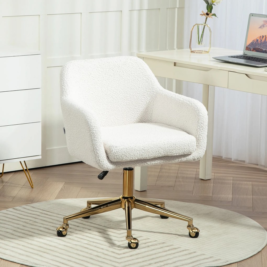 HOMCOM Kancelářská židle, výškově nastavitelná pracovní židle, relaxační židle se ocelovým rámem, otočná židle s sametovým vzhledem, pro kancelář, st…