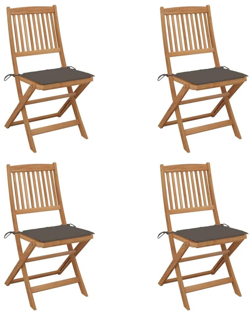 3064679 vidaXL Skládací zahradní židle s poduškami 4 ks masivní akáciové dřevo