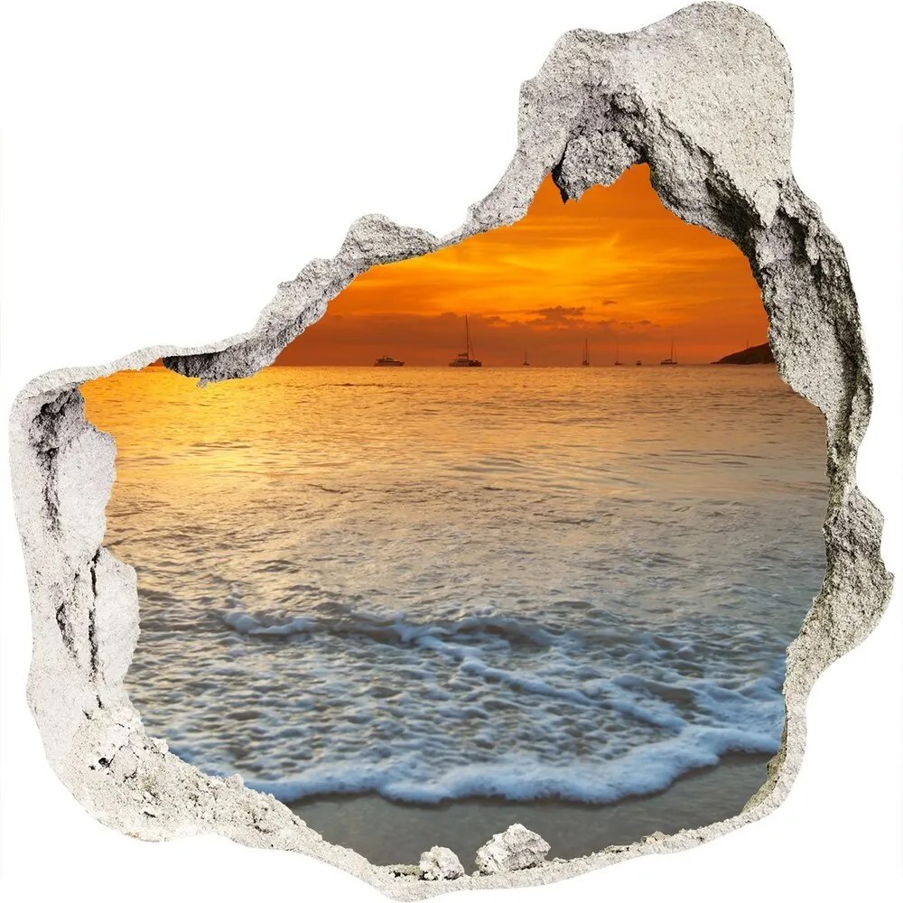 Wallmuralia Díra 3D fototapeta nálepka Západ slunce moře 75x75 cm