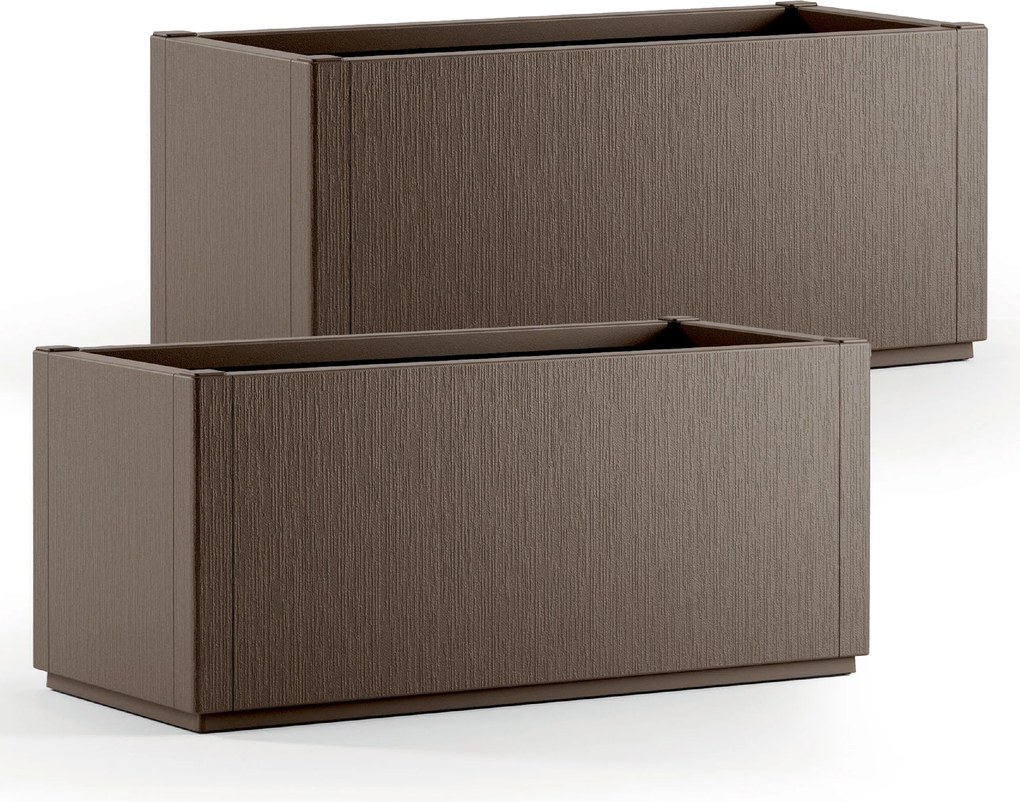 Květináč Ethica sada 2 ks hnědý plast 80x36x36cm