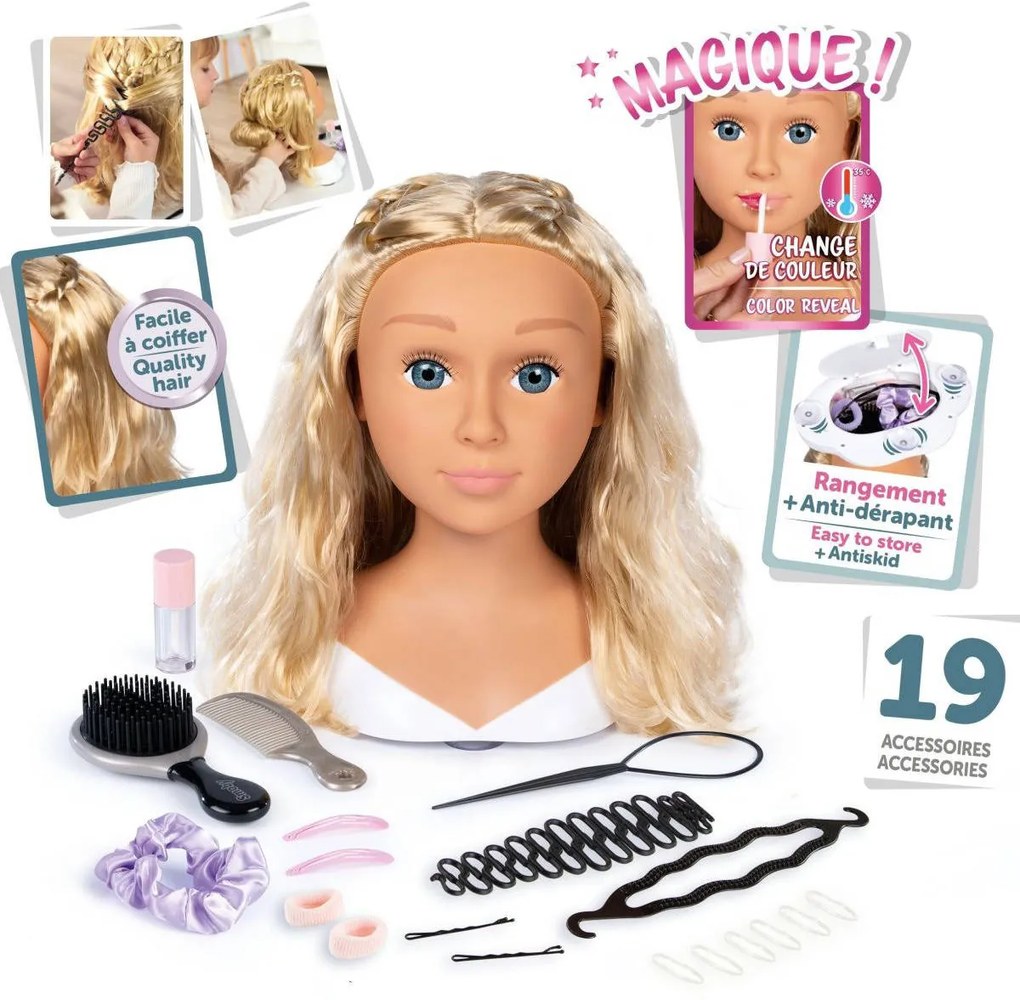 SMOBY Česací hlava My Beauty blondýnka kadeřnický set s doplňky sb320317web