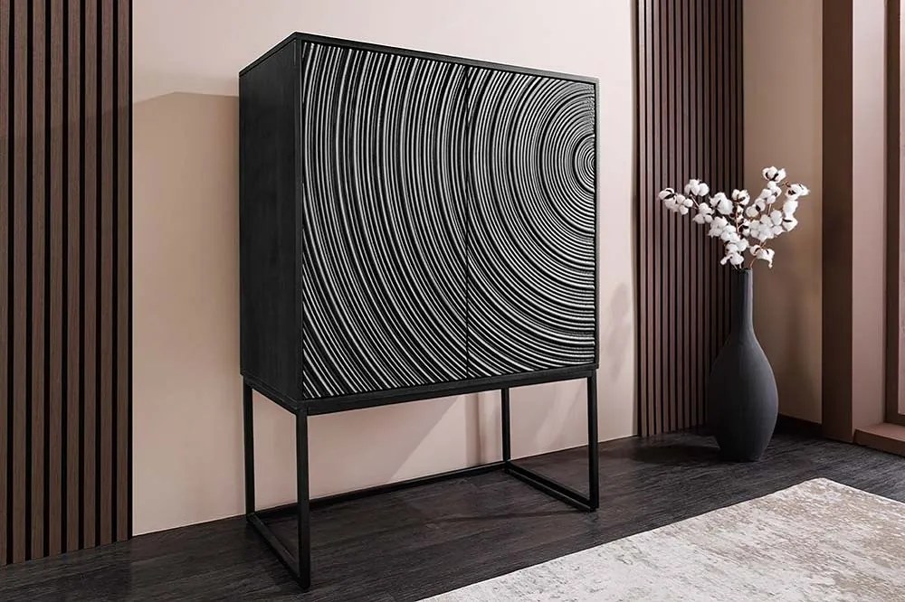 Designová vysoká komoda Waseemah 120 cm černé mango