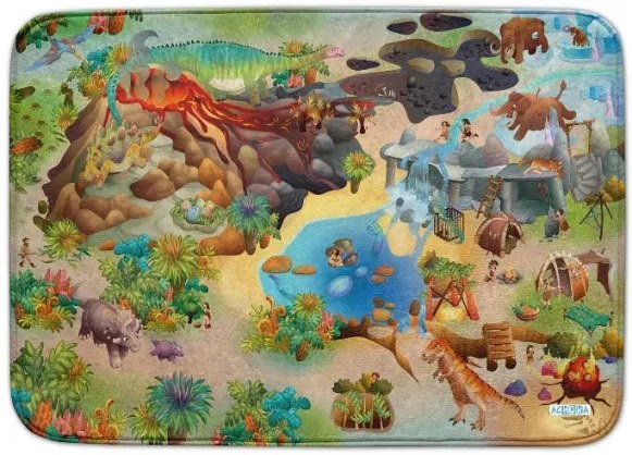 HOUSE OF KIDS Dětský hrací koberec Dinosauři 3D Ultra Soft 100x150 zelenohnědý