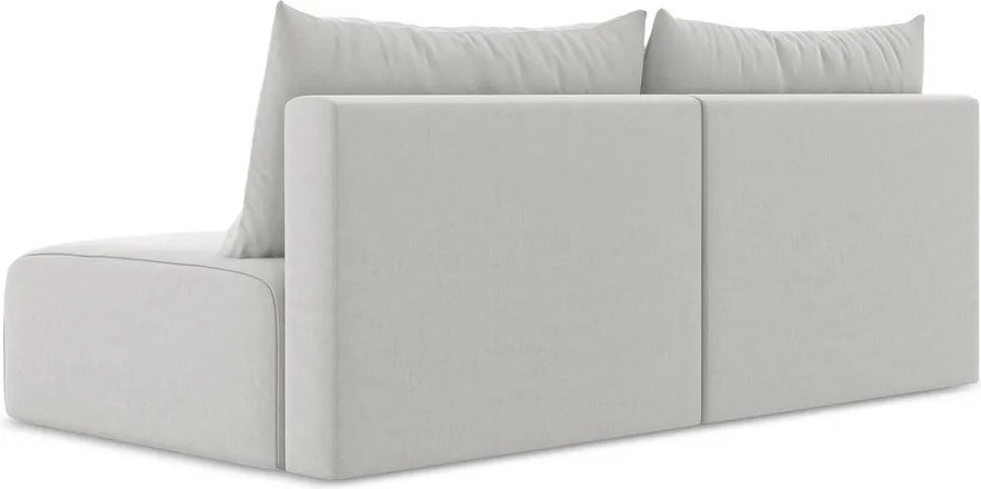 Světle šedá sametová rozkládací/s úložným prostorem pohovka 216 cm Kalena – Makamii