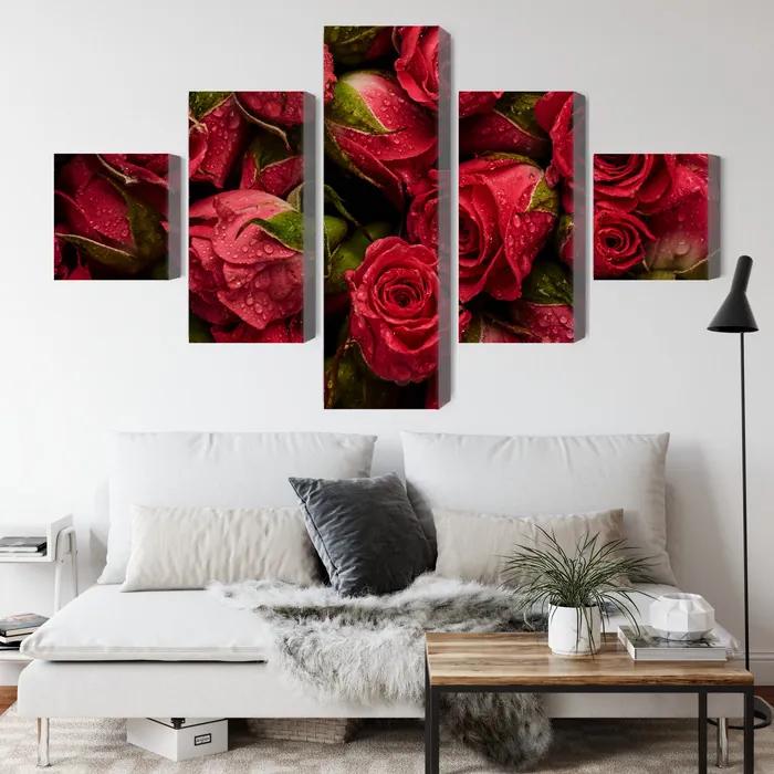 Vícedílný obraz Růže S Kapkami Vody Nedostatek Nedostatek Plátno Canvas 150x90