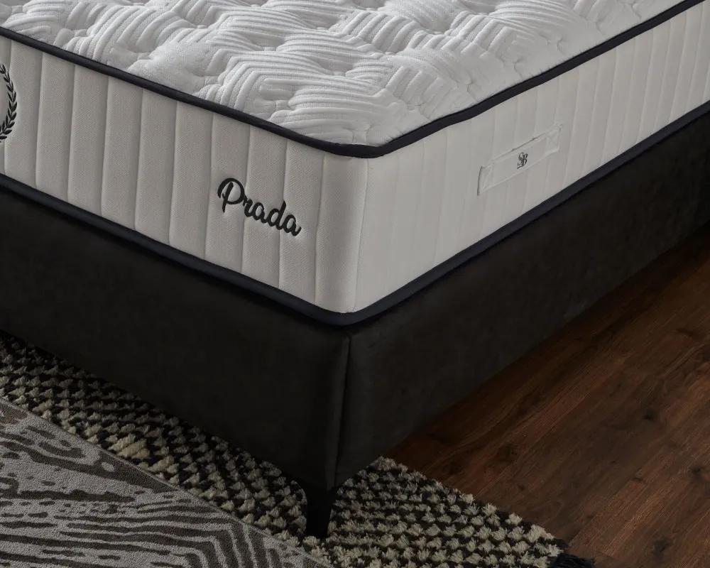 Čalouněná postel PRADA s matrací - černá 140 × 200 cm