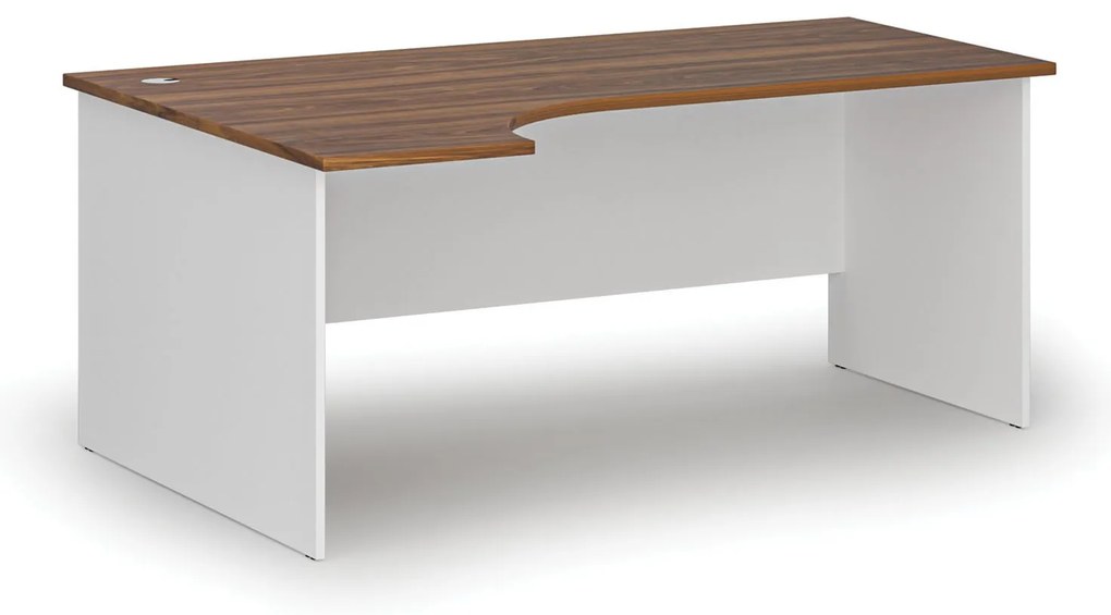 Rohový kancelářský psací stůl PRIMO WHITE, 180x120 cm, levý, bílá/ořech