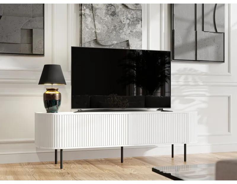 TV stolek/skříňka Niruki, Barva: černá/černý mramor