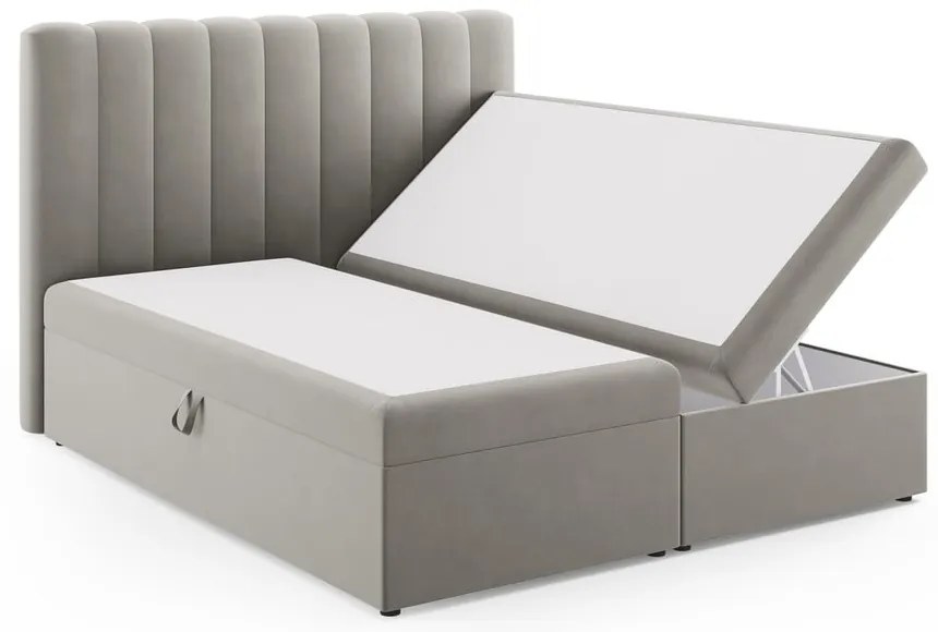 Šedá boxspring postel s úložným prostorem 180x200 cm Gina – Milo Casa