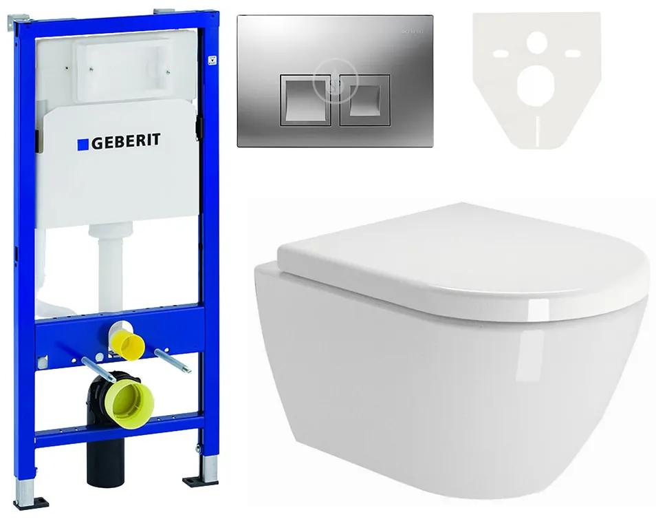 AKCE/SET/LIVERO Geberit - Modul pro závěsné WC Duofix Delta 12 s tlačítkem Delta50, matná chrom + PURA závěsná WC mísa, Swirlflush, 55x36 cm, bílá Ex…