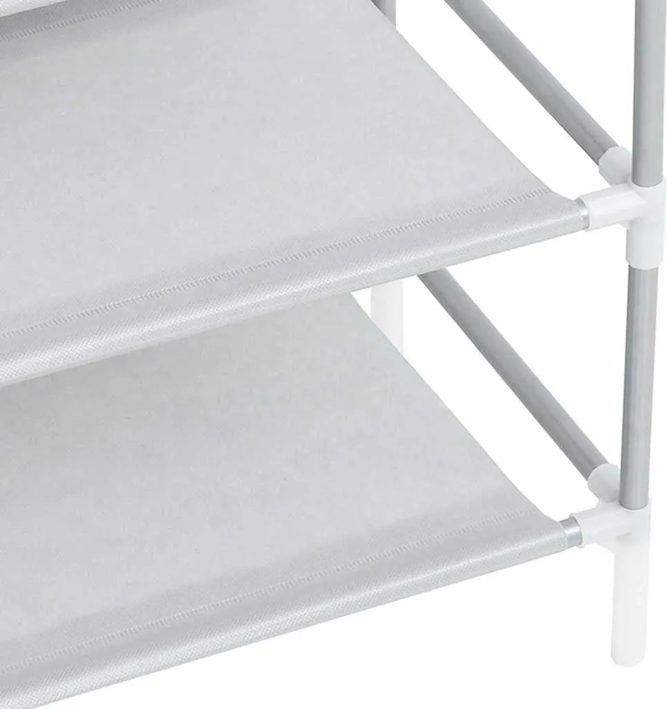 Botník s 8 policemi kov a netkaná textilie stříbrný 330043