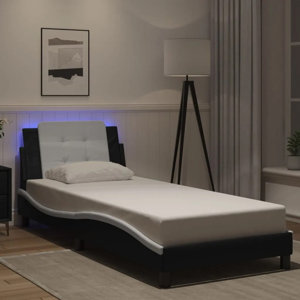 Rám postele s LED bez matrace Zadar černý a bílý 100x200 cm 3214094