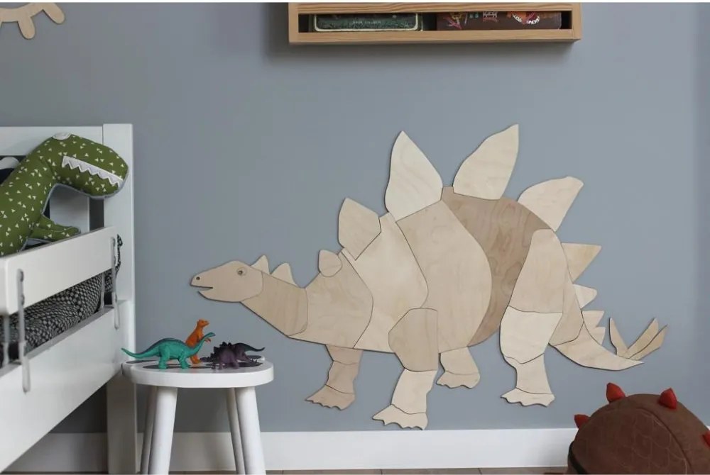 Dřevěná nástěnná dekorace Origami Stegosaurus – dinosaurus do dětského pokoje M