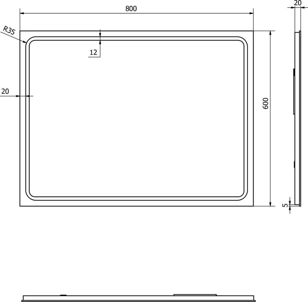 Sapho Sapho, GEMINI LED podsvícené zrcadlo 600x800mm, GM060
