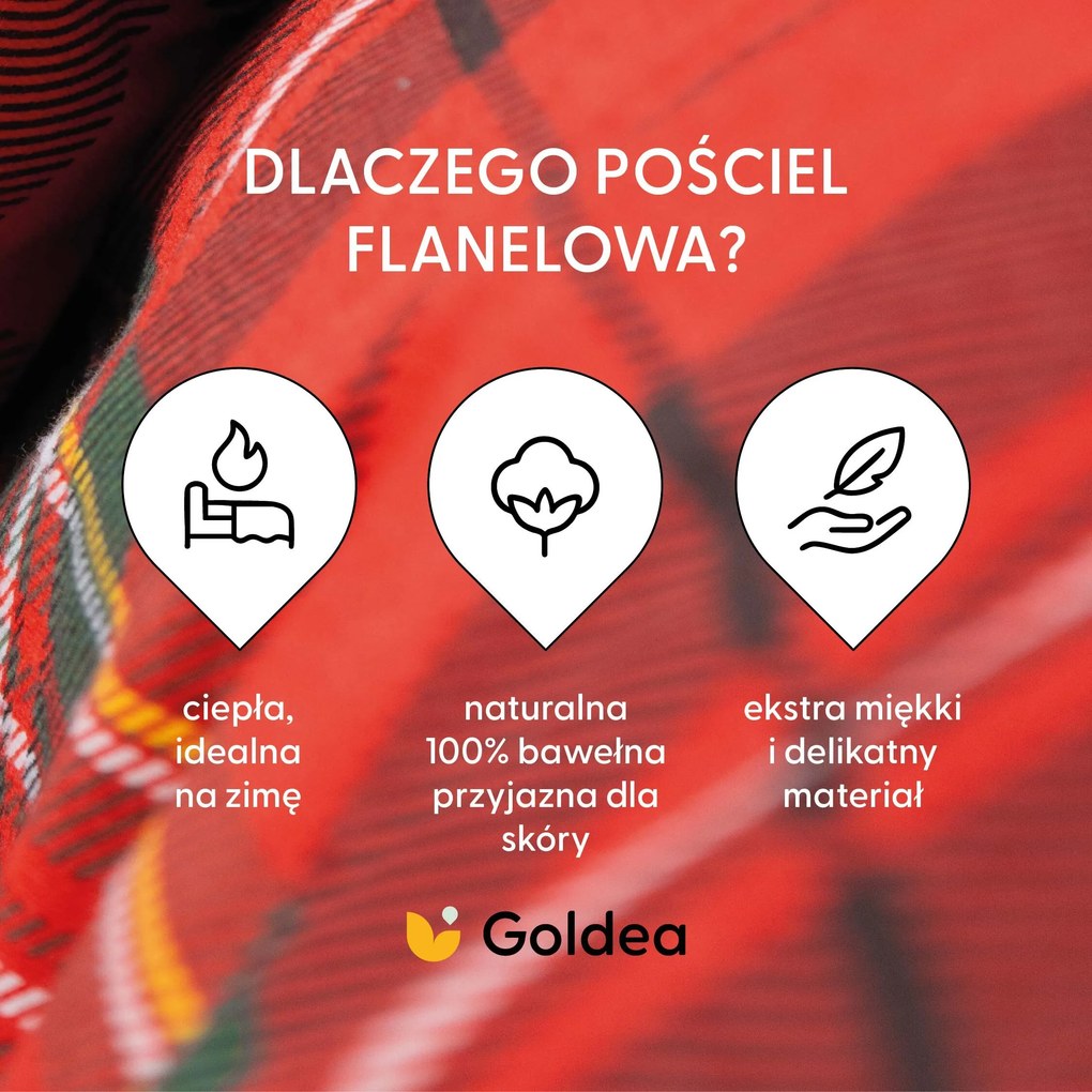 Goldea flanelové povlečení - červené káro 240 x 220 a 2ks 70 x 90 cm