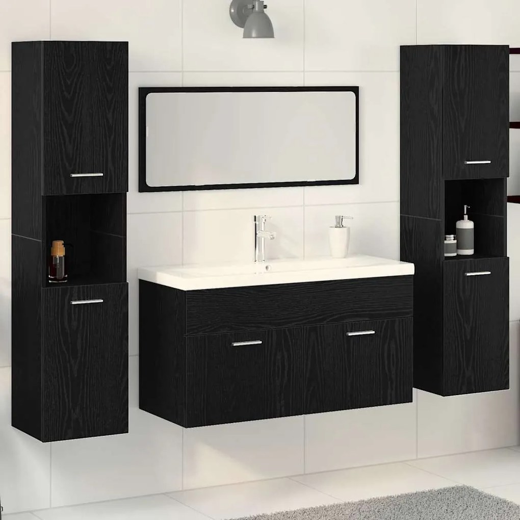 Sada koupelnového nábytku 4 ks Černý dub 30 x 30 x 130 cm 3334379