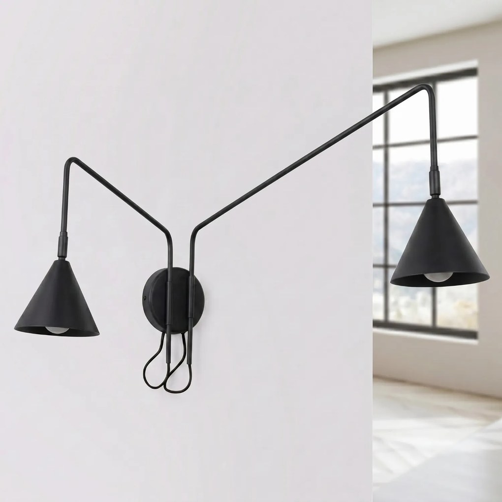 Sollux Lighting Nástěnné svítidlo NOX 2 černé s vypínačem