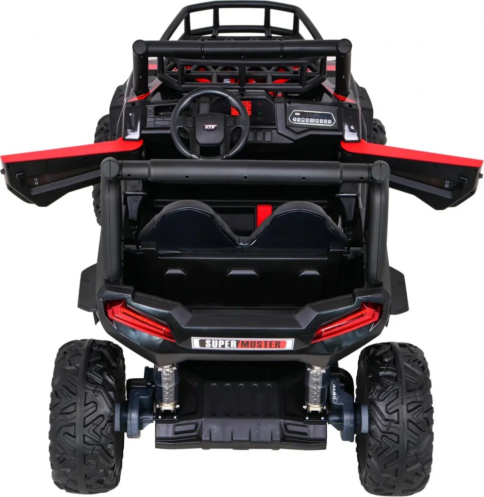 Ramiz Elektrická terénní bugina UTV pro děti červená + dálkové ovládání + zavazadlový prostor + pomalý start + EVA kola + MP3 LED