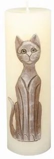 Dekorativní svíčka Kočka béžová, 22 cm