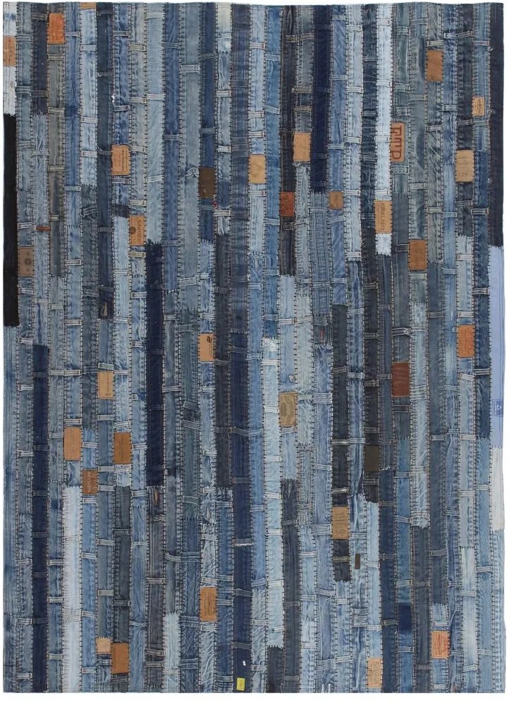 Koberec patchwork z džínových pasů - modrá | 160x230 cm