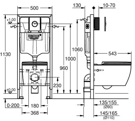 GROHE 103846SH00 - Sada 5 v 1 SOLIDO 1,13 m keramika/bílá