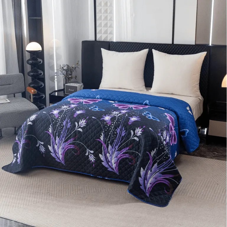 Přehoz na postel VIOLET BUTTERFLY, tmavě modrý Rozměr: 170 x 210 cm