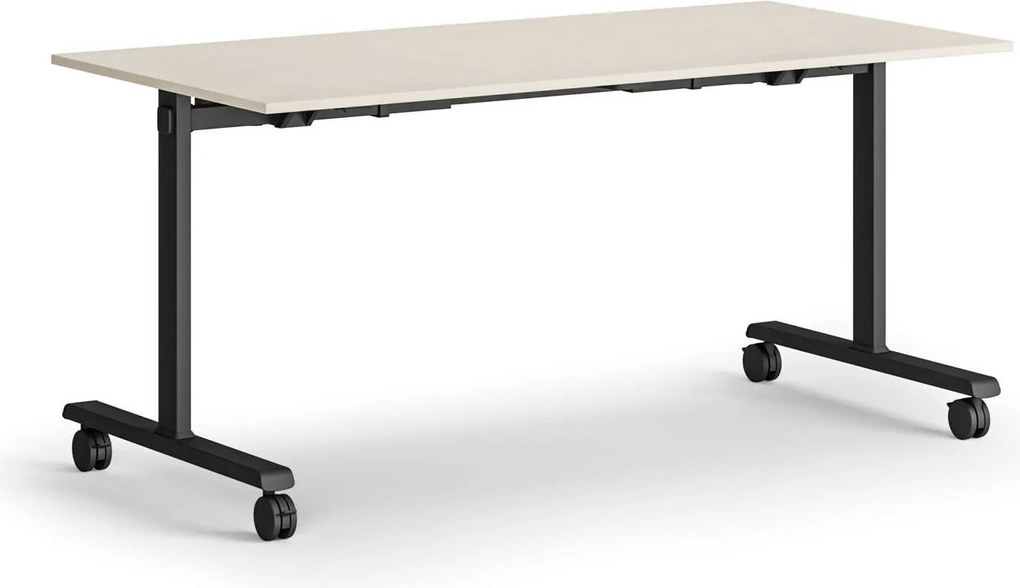Mobilní stůl MATCH, 160x80 cm, černá podnož, bříza