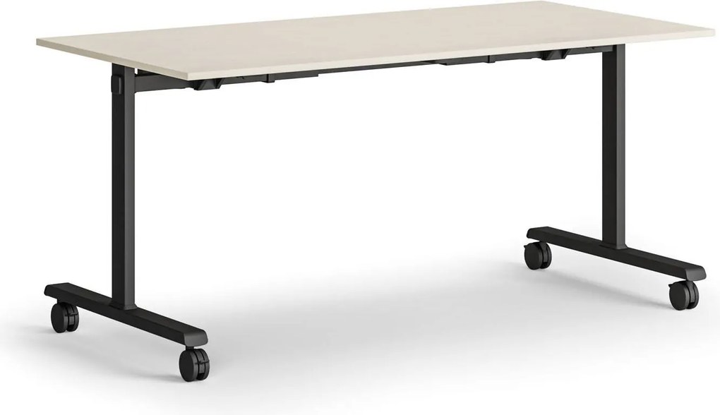 Mobilní stůl MATCH, 160x80 cm, černá podnož, bříza