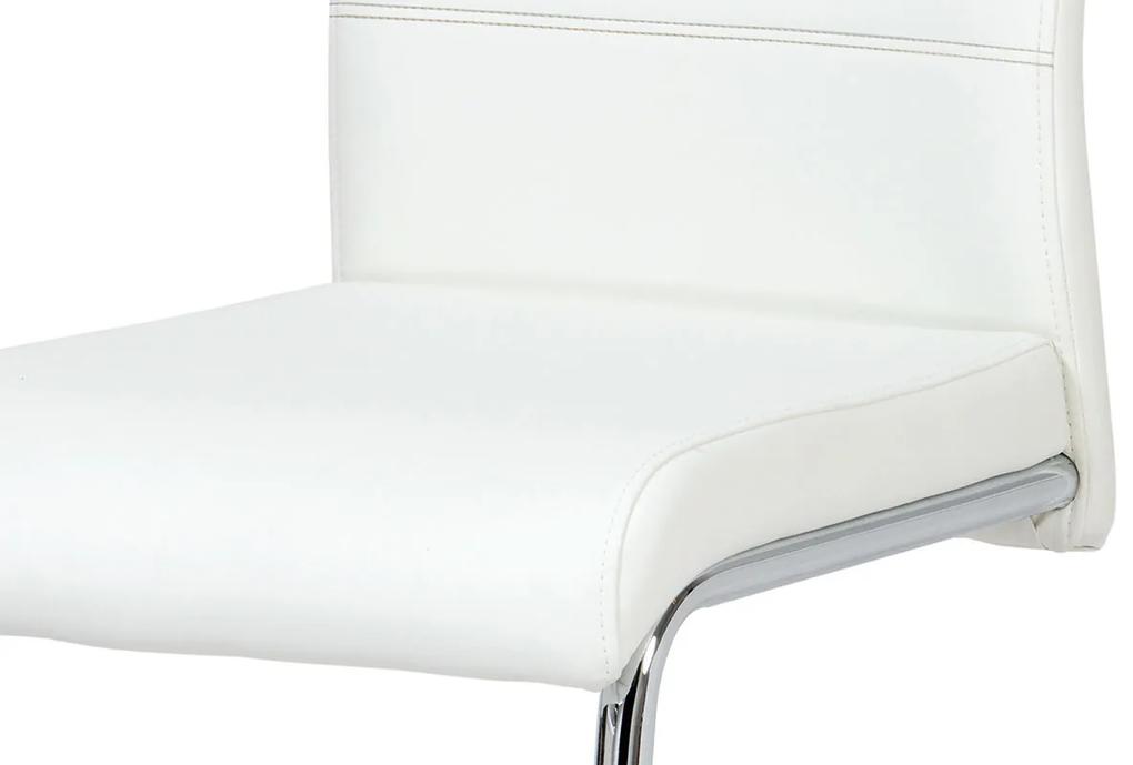 Jídelní židle PULA, koženka bílá/chrom