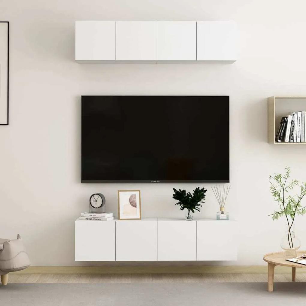 vidaXL TV skříňky 4 ks 60 x 30 x 30 cm dřevotříska [3078744] Barva: Bílá