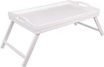 Dřevěný servírovací stolek do postele 50x30 cm bílý  CZ182-B