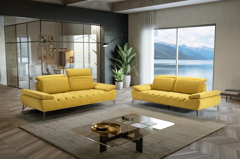 POLYFORMITALIA Kožený gauč ALESSANDRO Provedení: 2 místná 198 cm, Vzorník kůží: Spessorato D745 lemon