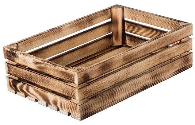 Dřevobox Opálená dřevěná bedýnka 40 x 26 x 12 cm II