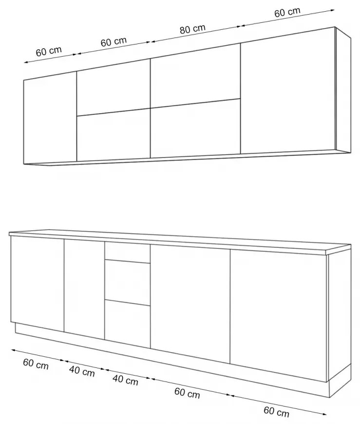 Kuchyňská sestava LANGEN; dub artisan / šedá, 260 cm