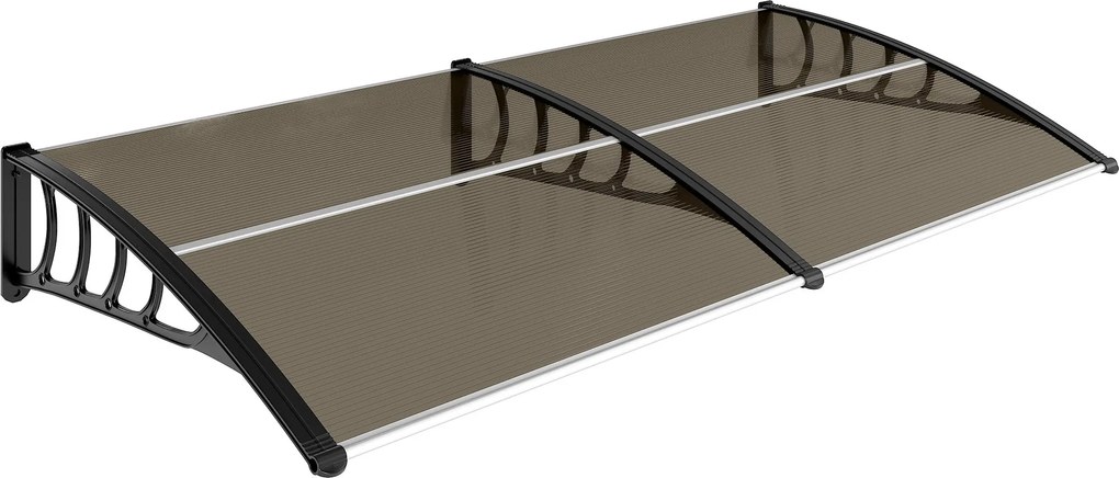 Outsunny Ochranný Slunečník 200x96 cm Exteriérový Kryt pro Dveře a Okna proti Slunci a Dešti s PP Polykarbonátovou Oporou Hnědá