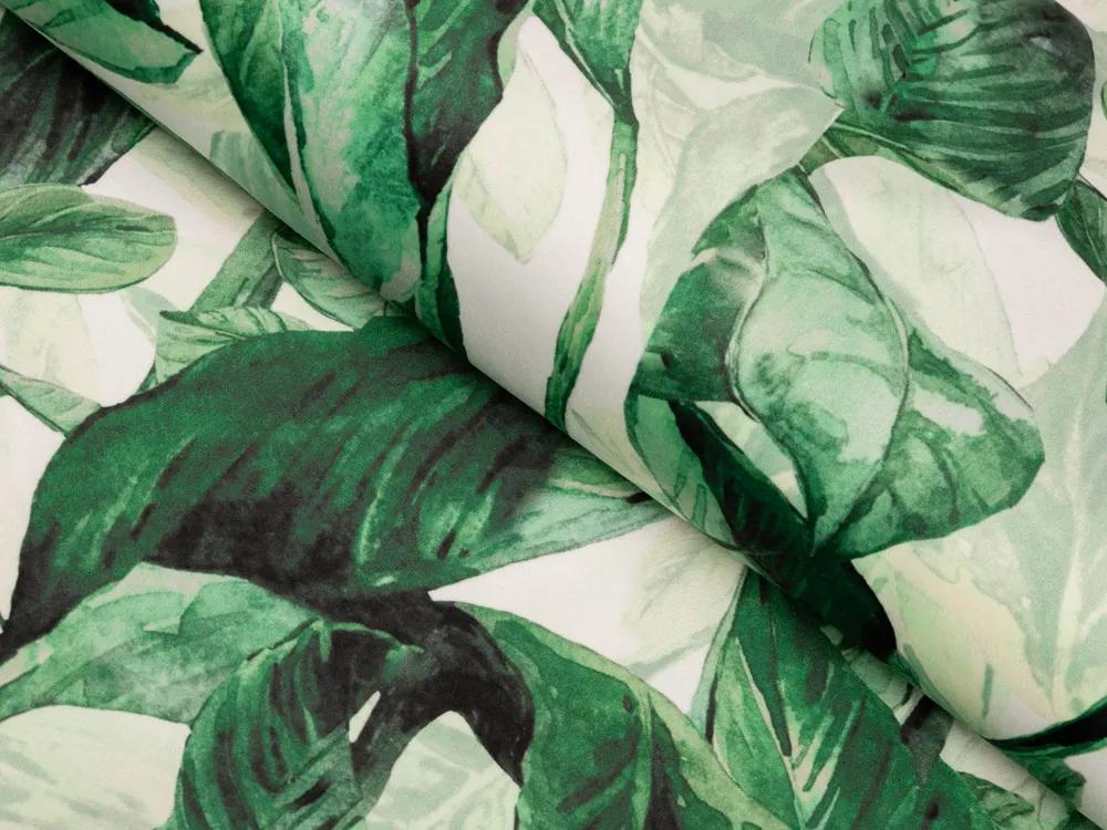 Biante Sametový běhoun na stůl Tamara TMR-028 Velké zelené listy 35x120 cm