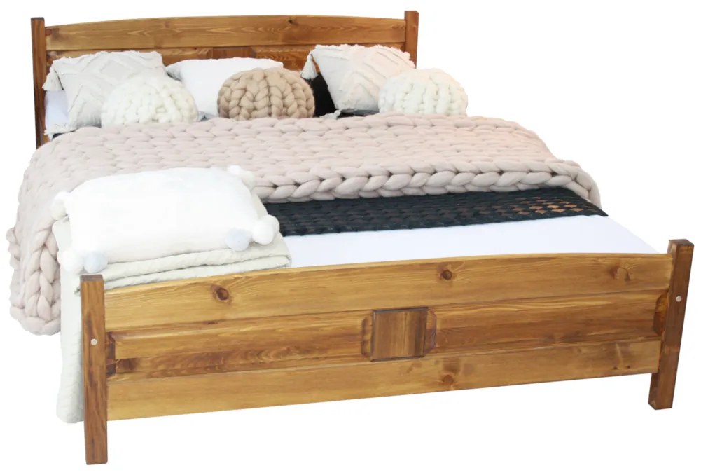 Vyvýšená postel ANGEL + pěnová matrace DE LUX 14 cm + rošt, 140 x 200 cm, dub-lak