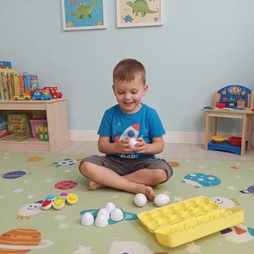 Montessori vzdělávací puzzle 12 vajíček ISO 26653