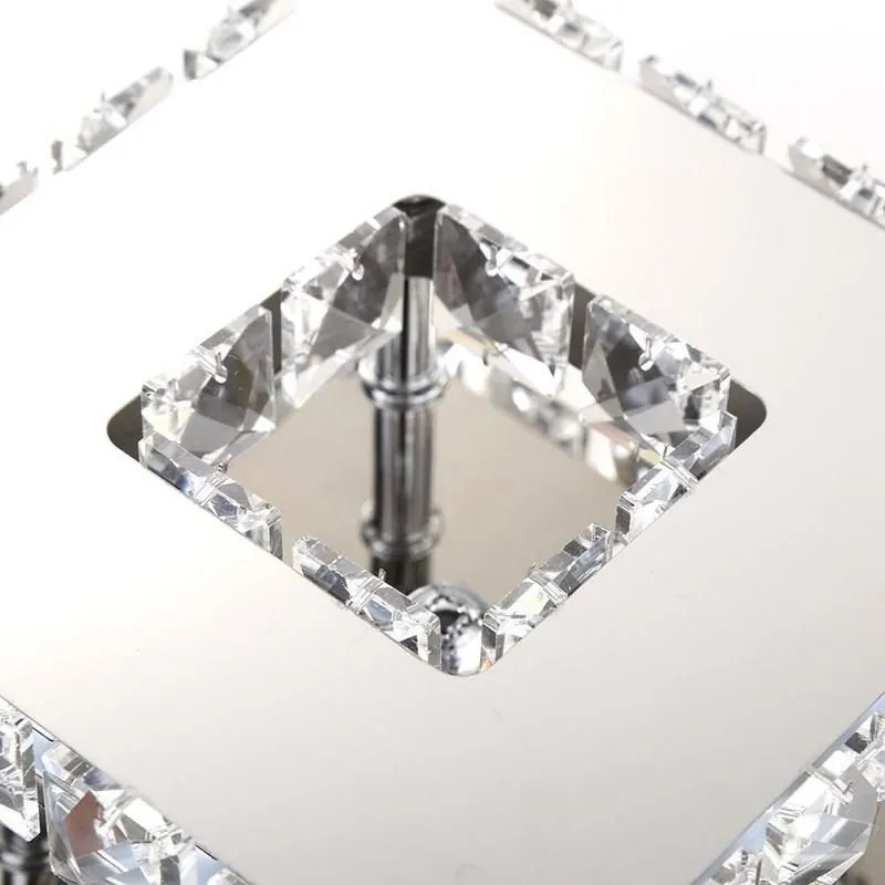 Toolight - Křišťálová hranatá stropní lampa Glamour 8W, teplé světlo, APP405-C, chromová, OSW-65003